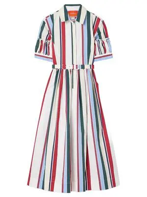 La DoubleJ Striped Cotton-blend Poplin Midi Shirt Dress - Multicolor