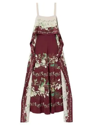 La DoubleJ Draped Floral-print Silk Midi Dress - Merlot