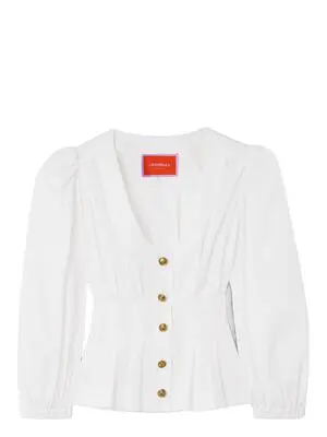 La DoubleJ Primrose Cotton-poplin Peplum Shirt - White