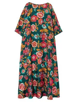 La DoubleJ Muumuu Floral-print Silk-twill Maxi Dress - Emerald