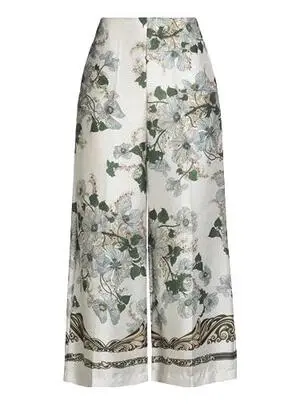SEMICOUTURE Wide-leg Floral Print Pants - White