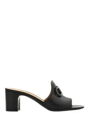 FERRAGAMO Gancini Heeled Slides - Black