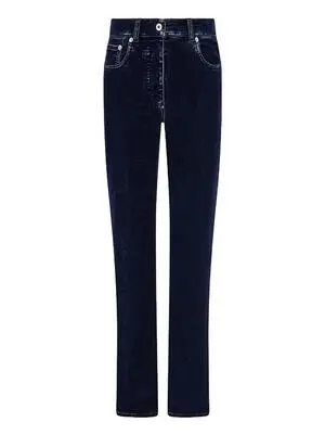 FERRAGAMO Five-pocket Flocked Cotton Trousers - Blue / Navy