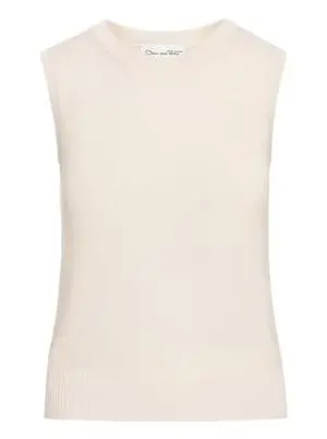 Oscar De La Renta Virgin Wool Knit Tank - Natural