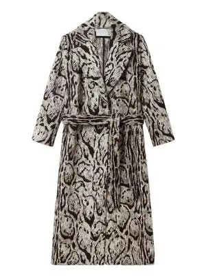 Stella McCartney Cloud Leopard Jacquard Belted Trench Coat - Grey