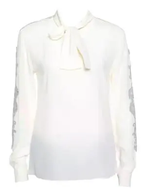 Dolce & Gabbana Bow-detail Lace Blouse - Neutrals