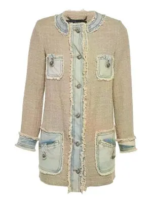 Dolce & Gabbana Denim-trimmed Tweed Jacket - Neutrals