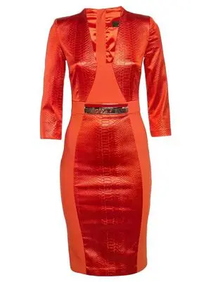Elisabetta Franchi Snakeskin-effect Midi Dress - Orange