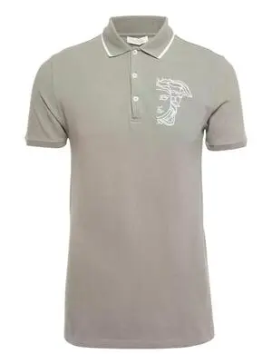 Versace Medusa-embroidered Polo Shirt - Grey