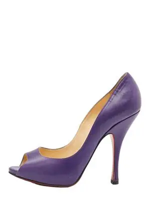 CHRISTIAN LOUBOUTIN Leather Peep-toe Pumps - Purple