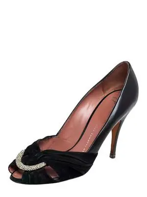 GIUSEPPE ZANOTTI Crystal-embellished Peep-toe Pumps - Black