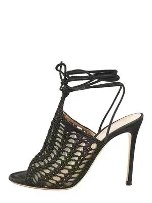 GIANVITO ROSSI 105mm Lace-up Crochet Heeled Sandals - Black