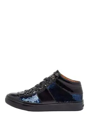 JIMMY CHOO Sequined Lace-up Sneakers - Black