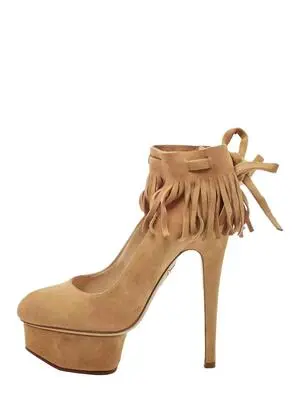 CHARLOTTE OLYMPIA 140mm Suede Heeled Pumps - Neutrals