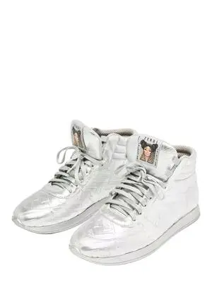 Fendi X Nicki Minaj Laminated-leather High-top Sneakers - Silver
