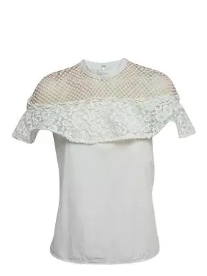 SELF-PORTRAIT Lace Ruffle Top - White