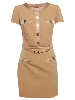 Elisabetta Franchi Button-embellished Belted Mini Dress - Brown