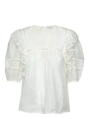 Sandro Ruffled Lace-trim Blouse - White