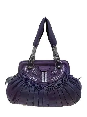 Dior 2008 Pleated Leather Tote Bag - Purple