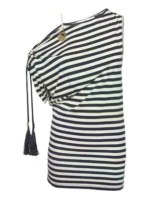 ELISABETTA FRANCHI Striped Asymmetric Top