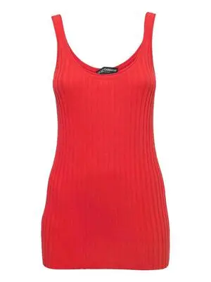 Dolce & Gabbana Ribbed Cotton-blend Top - Red