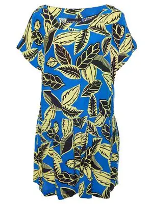 Moschino Leaf-print Short-sleeve Dress - Blue