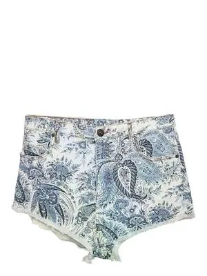 Etro Paisley-print Denim Shorts - Blue