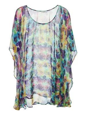 Versace Floral-print Silk Blouse - Blue