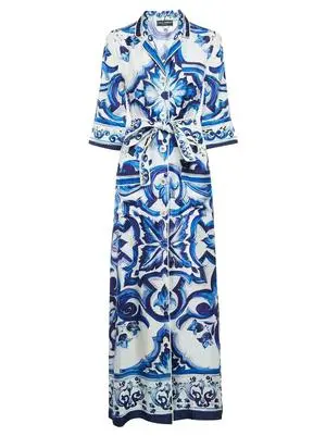 Dolce & Gabbana Printed Silk Dress - Blue