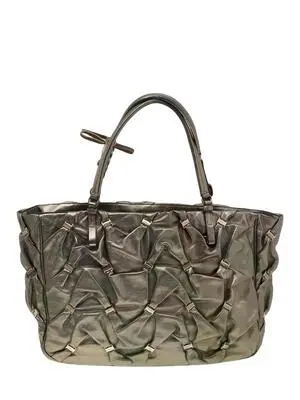 FERRAGAMO Textured Leather Tote - Gold