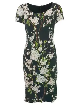 Dolce & Gabbana Floral-print Short-sleeve Midi Dress - Black