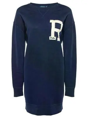 Polo Ralph Lauren Embroidered-logo Mini Dress - Blue