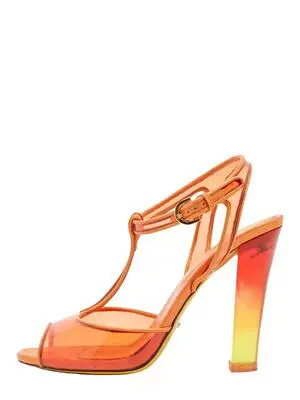 SERGIO ROSSI Clear-panel Block Heel Sandals - Orange