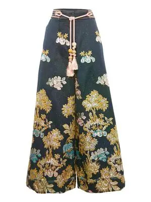 PETER PILOTTO Brocade Wide-leg Trousers - Blue