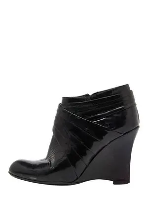 VALENTINO Valentino Garavani Black Patent Leather Ankle Wedge Boots