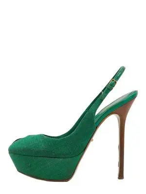 SERGIO ROSSI Peep-toe Slingback Sandals - Green