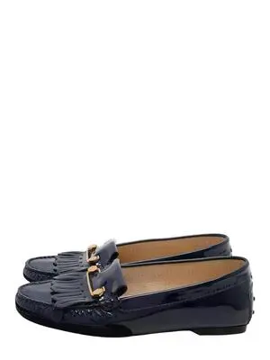 TOD'S Patent-leather Fringe Loafers - Blue