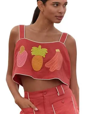 Farm Rio Embroidered Tank Top - Fruits
