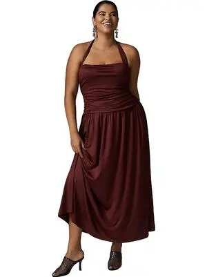 NIA Delphe Drop-waist Halter Dress - Chianti