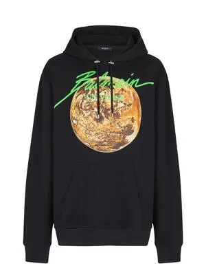 Balmain Printed Universe Logo And Planet Hoodie - Black