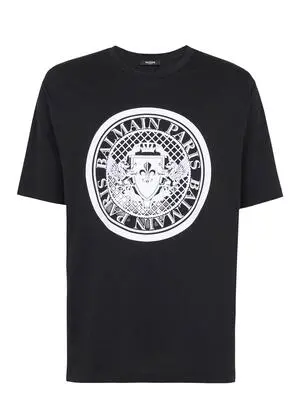 Balmain Coin Flock T-shirt, Regular Fit - Black