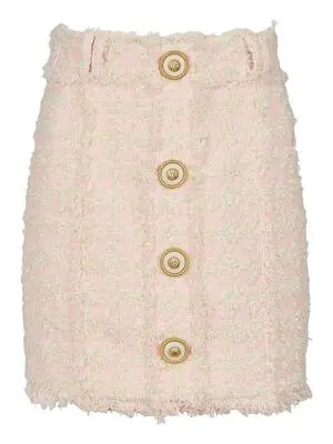 Balmain High-waist Tweed Mini Skirt - Pink