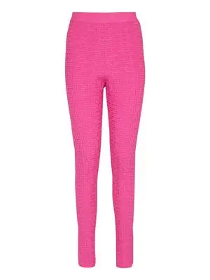 Balmain Knit Leggings With Monogram - Pink