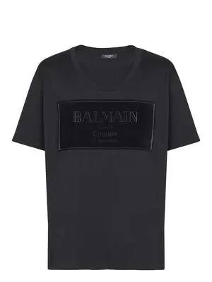 Balmain Big Couture Label Flock T-shirt, Regular Fit - Black