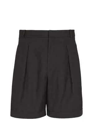 Balmain Pleated Bermuda Pants - Black