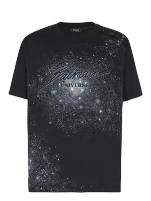 Balmain Printed Universe Logo And Stars T-shirt - Black