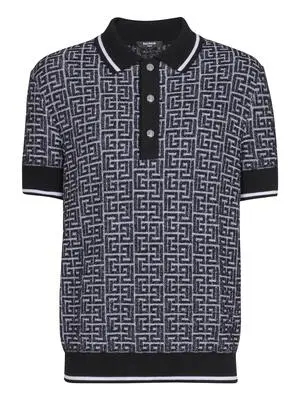 Balmain Pb Labyrinth Knit Polo Shirt - Black