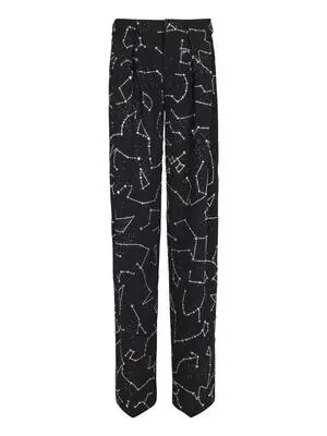 Balmain Crepe Trousers With Rhinestone Constellation Motif - Silver