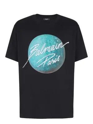 Balmain Printed Paris Logo And Planet T-shirt - Black