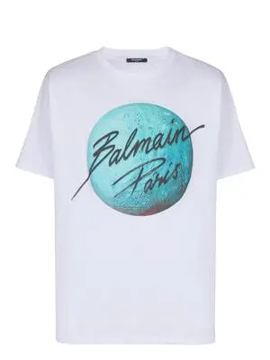 Balmain Printed Paris Logo And Planet T-shirt - White